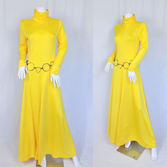 Joy Stevens 1970's Bright Yellow Turtle Neck Long Slinky - Etsy
