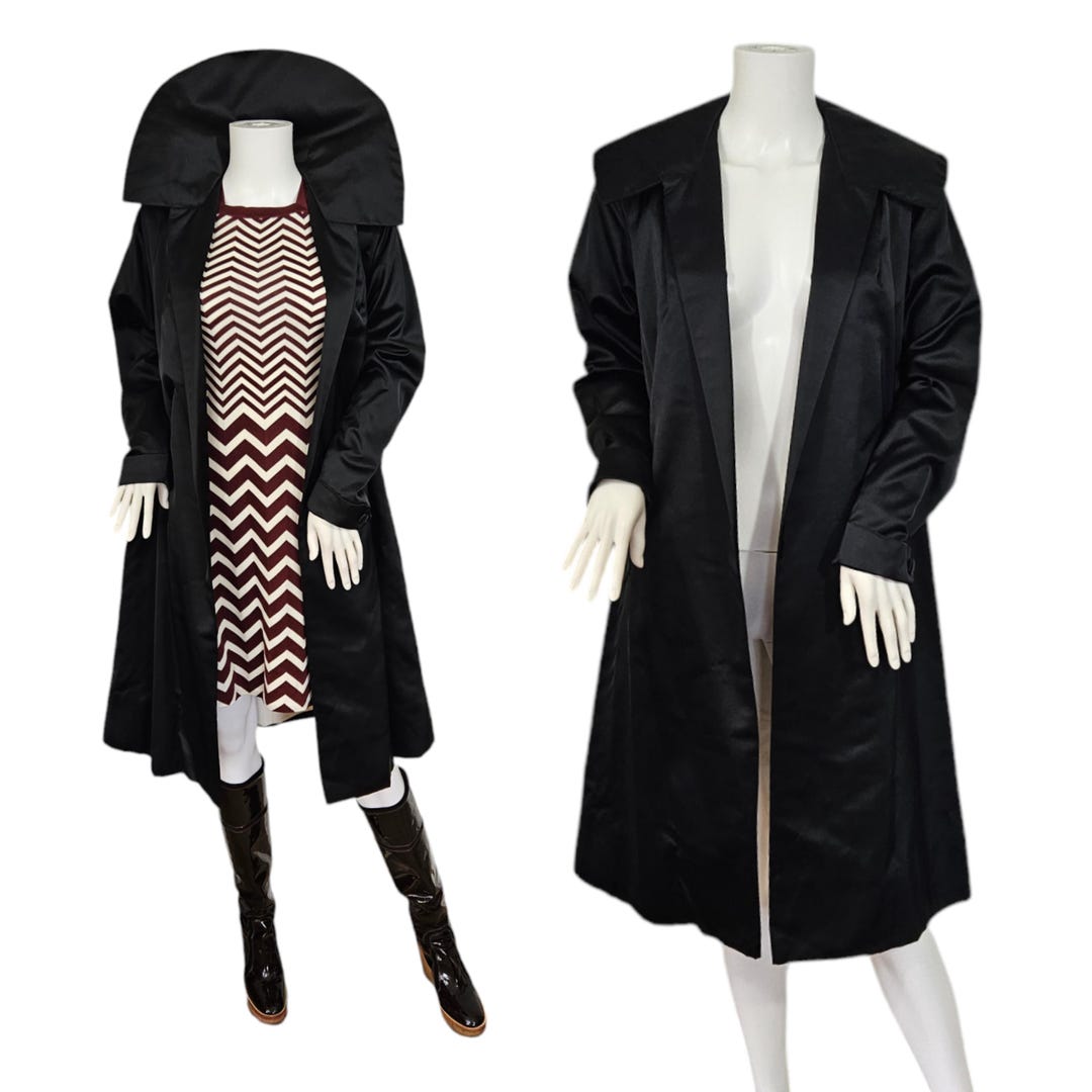 Joseph Magnin 1960's Black Satin Evening Coat I Opera Coat I Jacket I ...
