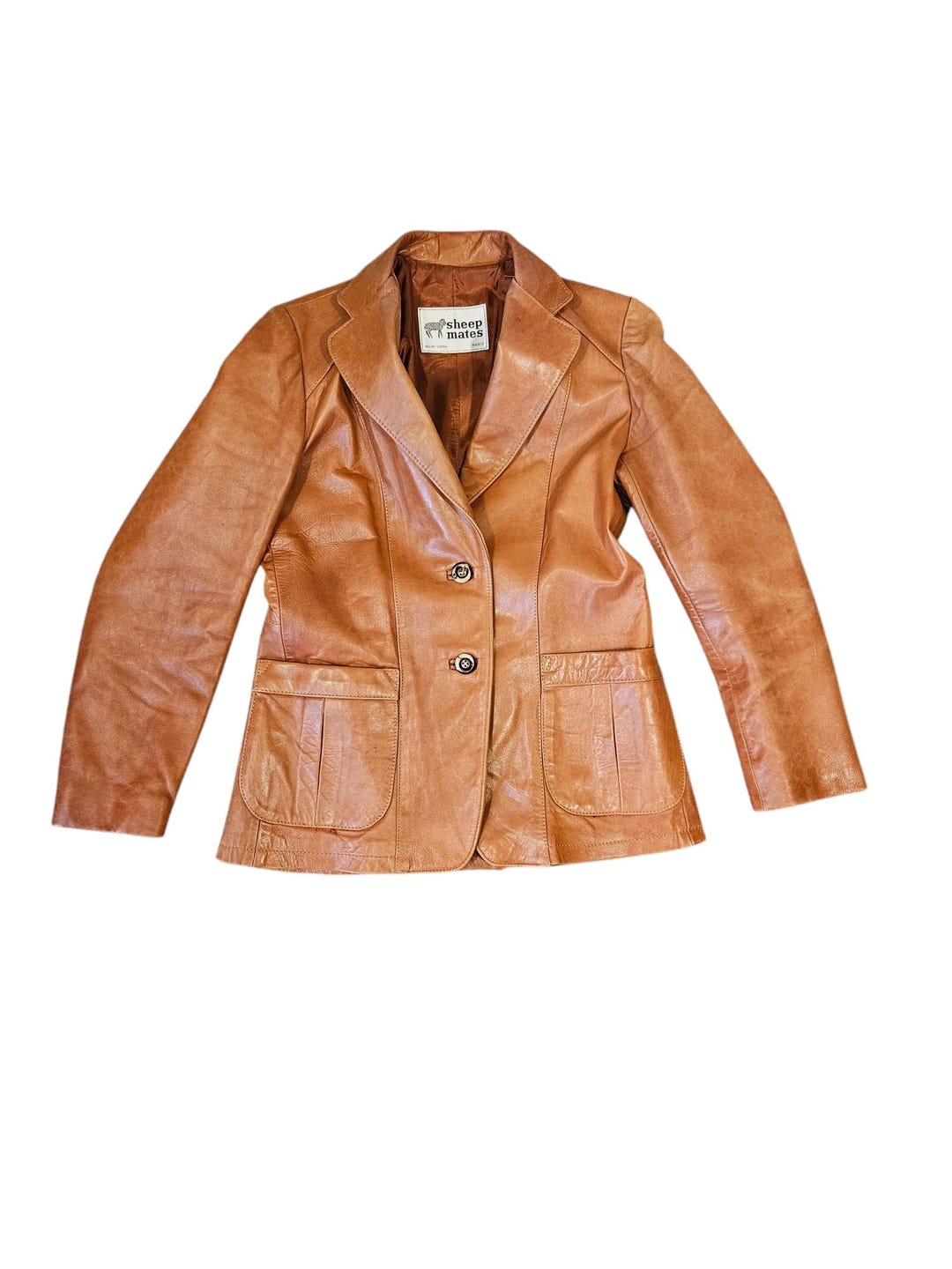 Sheep Mates 1970s Tan Leather 2 Button Blazer I Jacket I Sz Med - Etsy