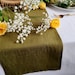 Olive Green Linen Table Runner Rustic Wedding Long Table | Etsy