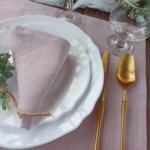Dusty Pink Linen Table Runner Linen Table Topper Kitchen - Etsy