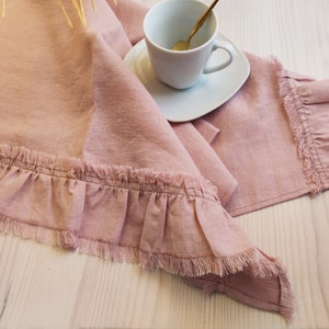 Linen Kitchen Towels for Farmhouse Decor, Ruffled Tea Towels in Soft ...