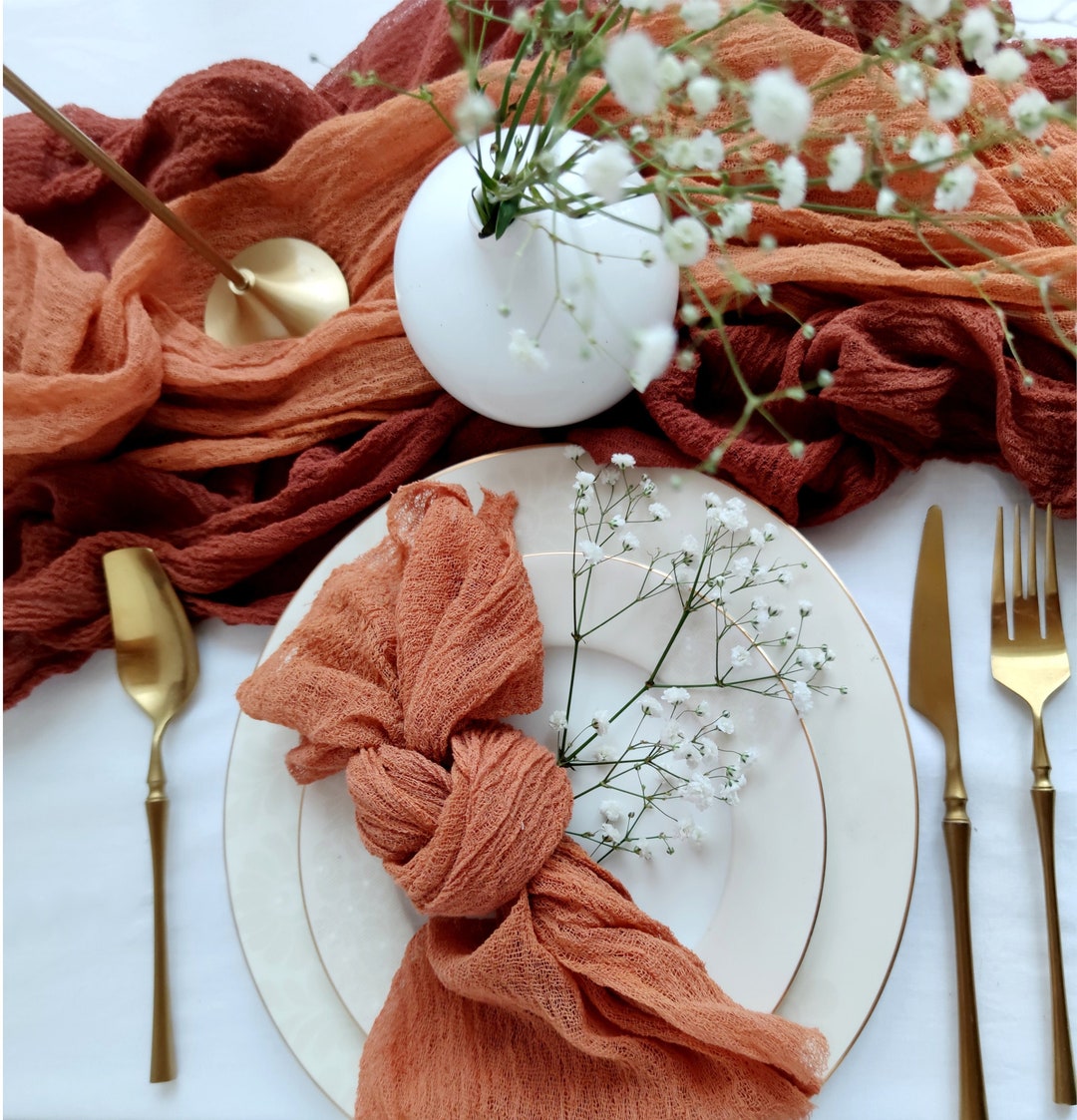 Burnt Orange Table Runner for Rustic Wedding Decor, Table Centerpiece ...