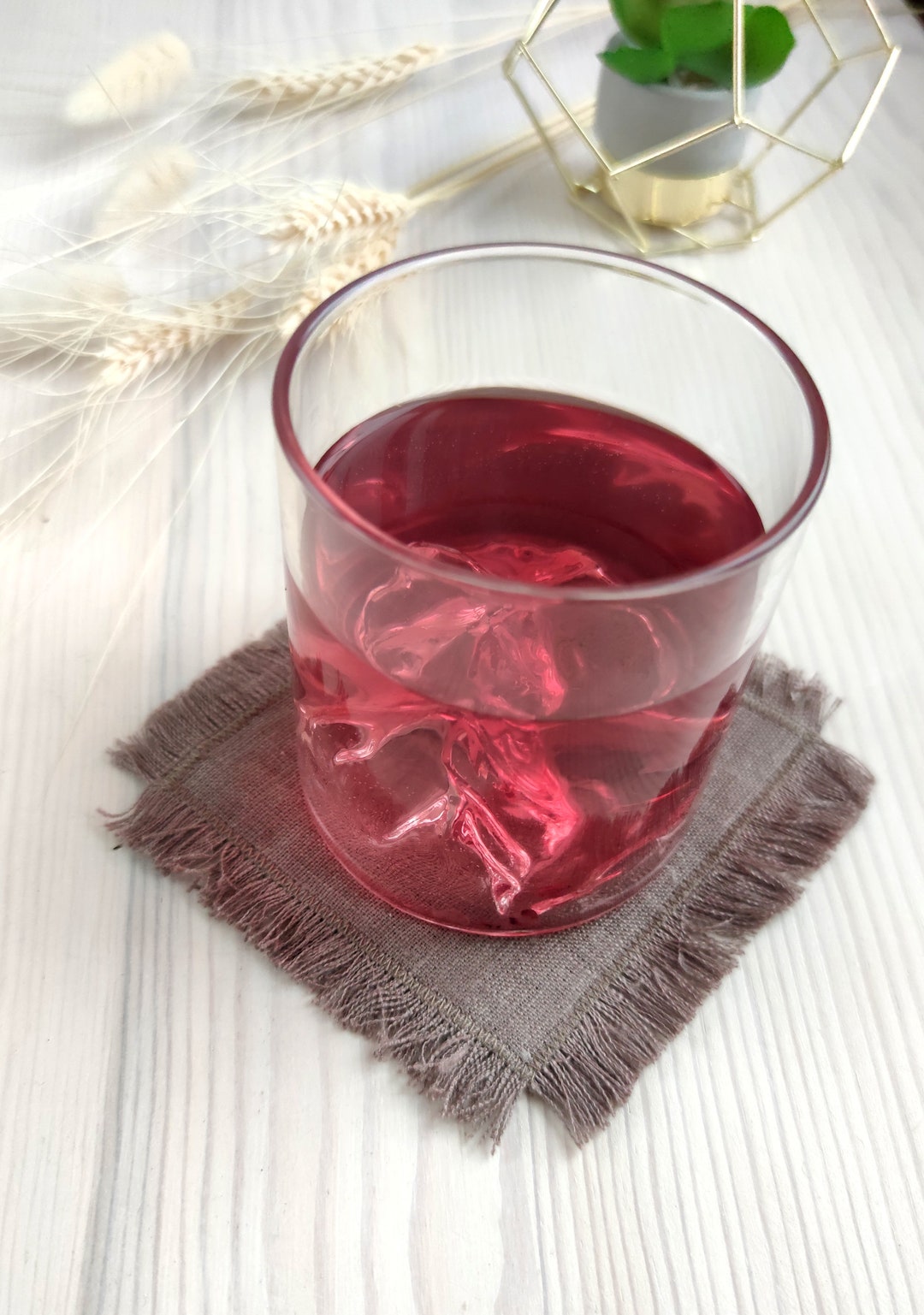 Linen Coasters, Table Decor Reusable Coasters With Fringes, Double ...