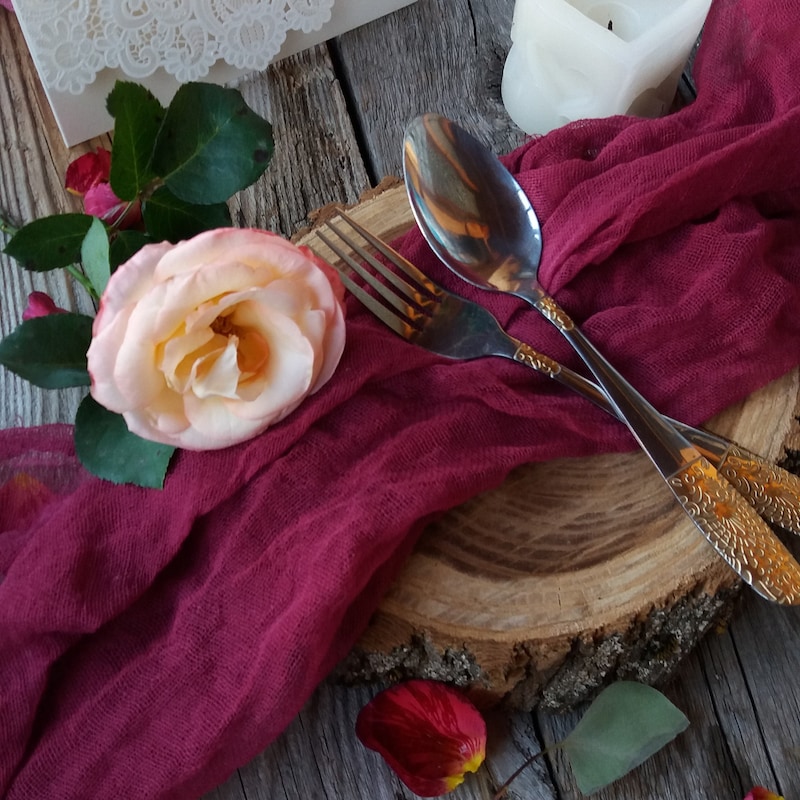Burgundy Table Runner - Etsy