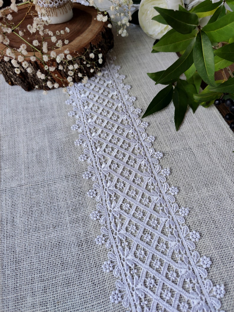 Ivory Burlap Table Runner With White Lace, Burlap Runner for Tabletop ...