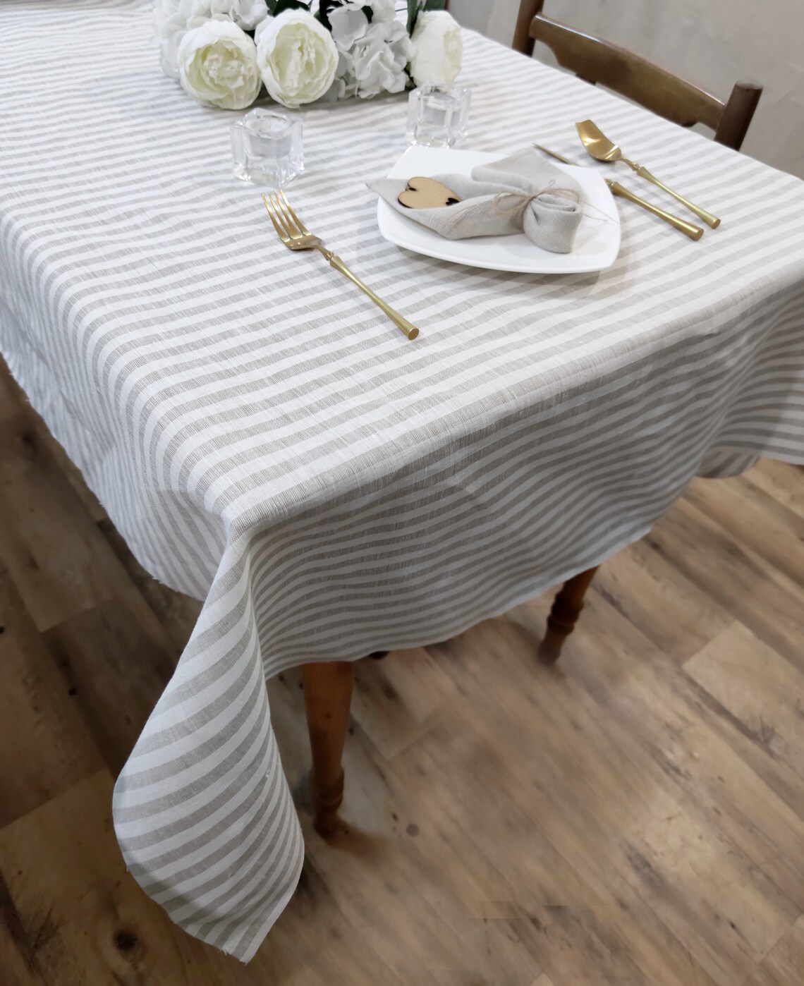 Tablecloth striped Tablecloth linen rectangle 100 % natural | Etsy