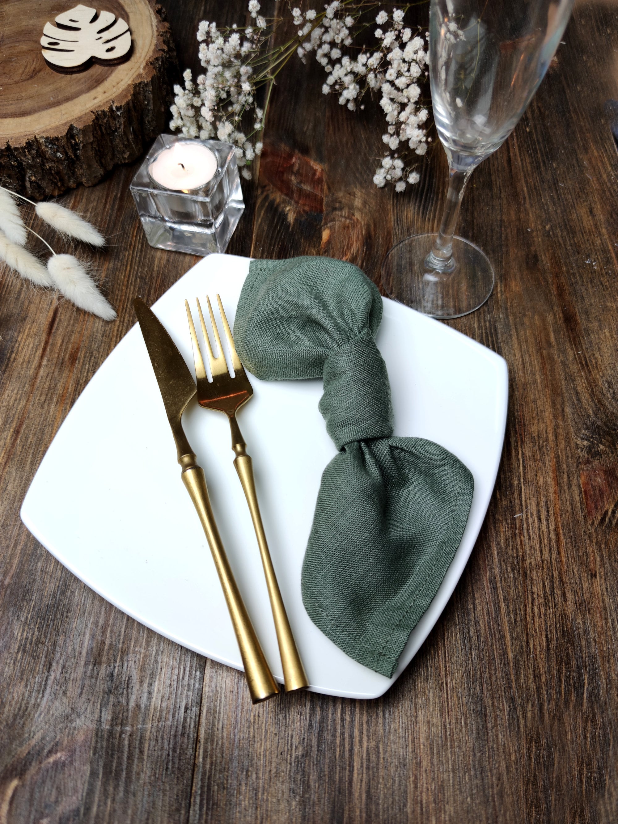 Natural Stonewashed Linen Napkin Set of 4 6 8 10 12 Dark Sage | Etsy