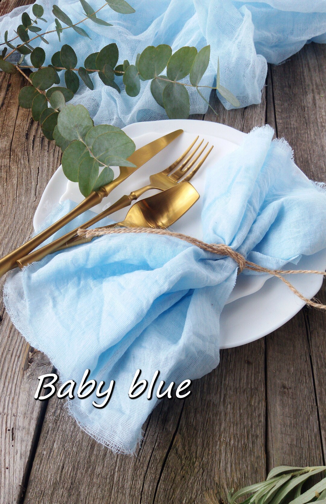 Baby Blue Wedding Napkins for Rustic Table Decor, Cloth Dinner Napkins ...