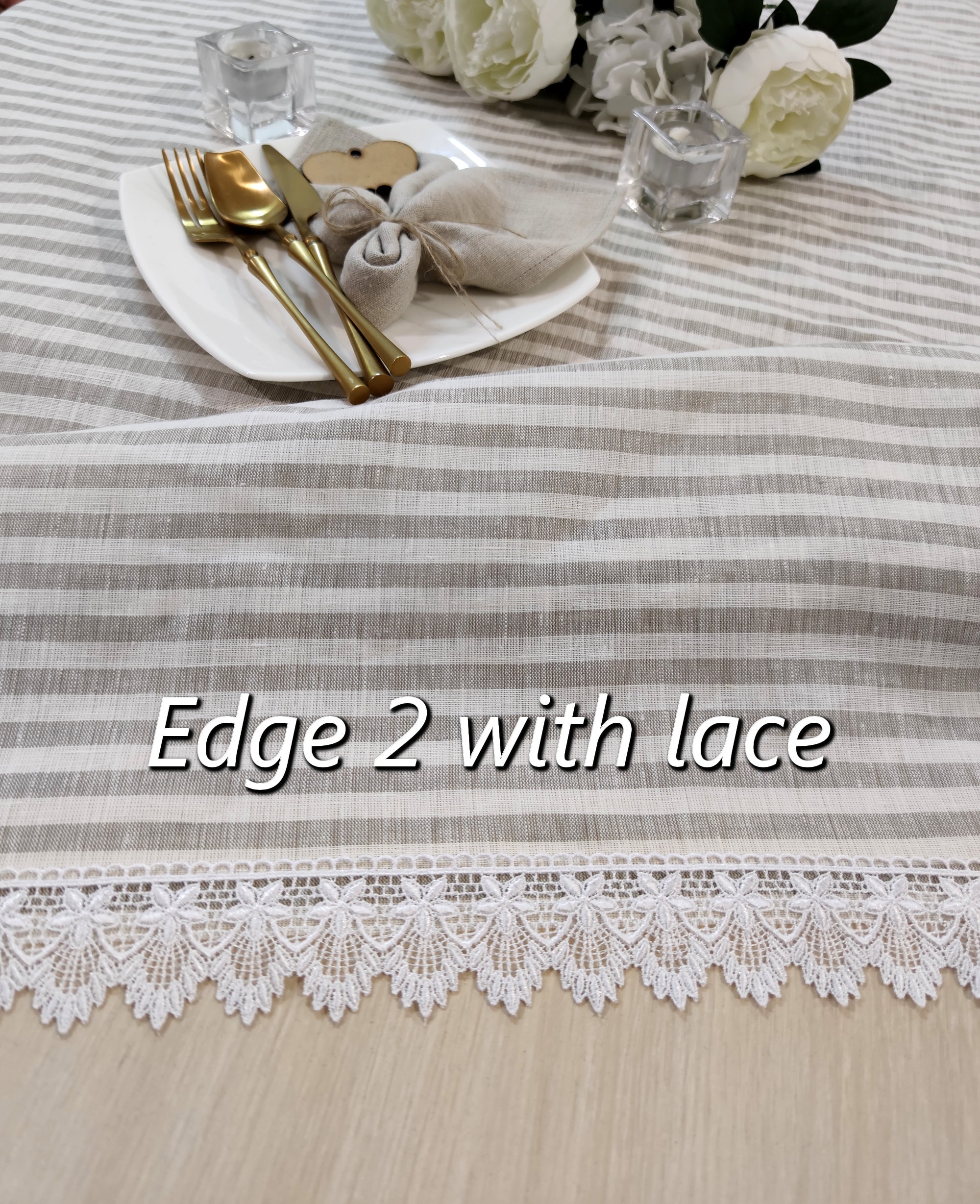 Tablecloth striped Tablecloth linen rectangle 100 % natural | Etsy