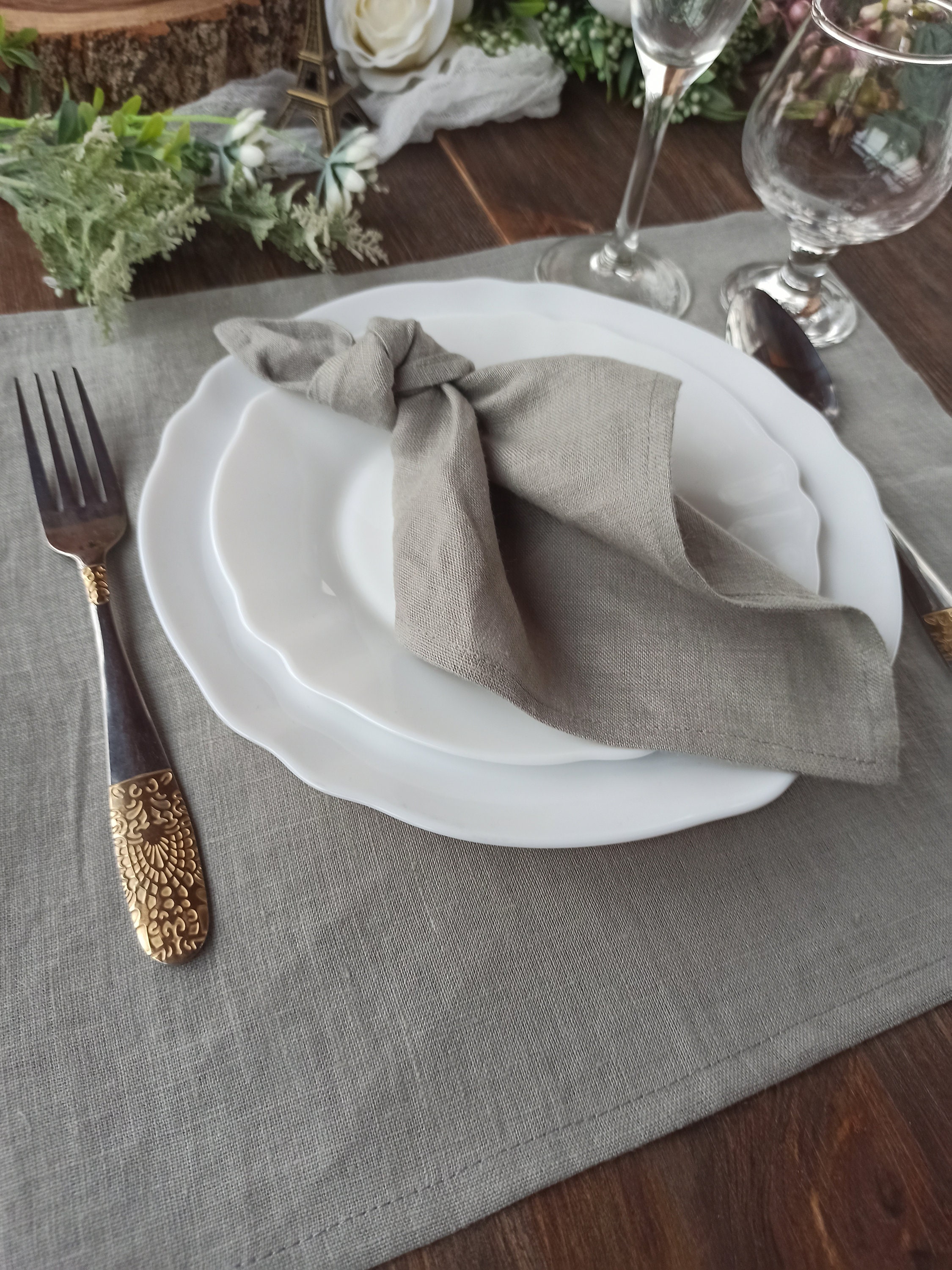 Light Gray Linen Placemats Natural Linen Placemats Set Table | Etsy