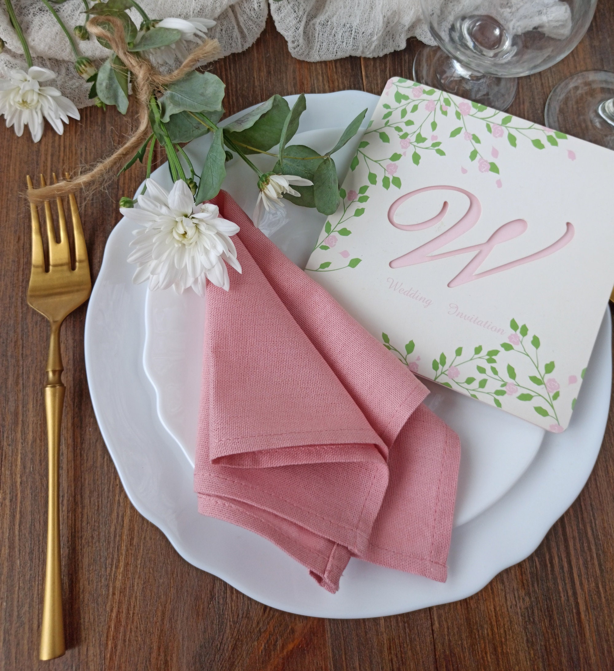 Blush pink napkins Linen viscose napkins bulk Wedding table | Etsy Blush pink napkins Linen viscose napkins bulk Wedding table | Etsy