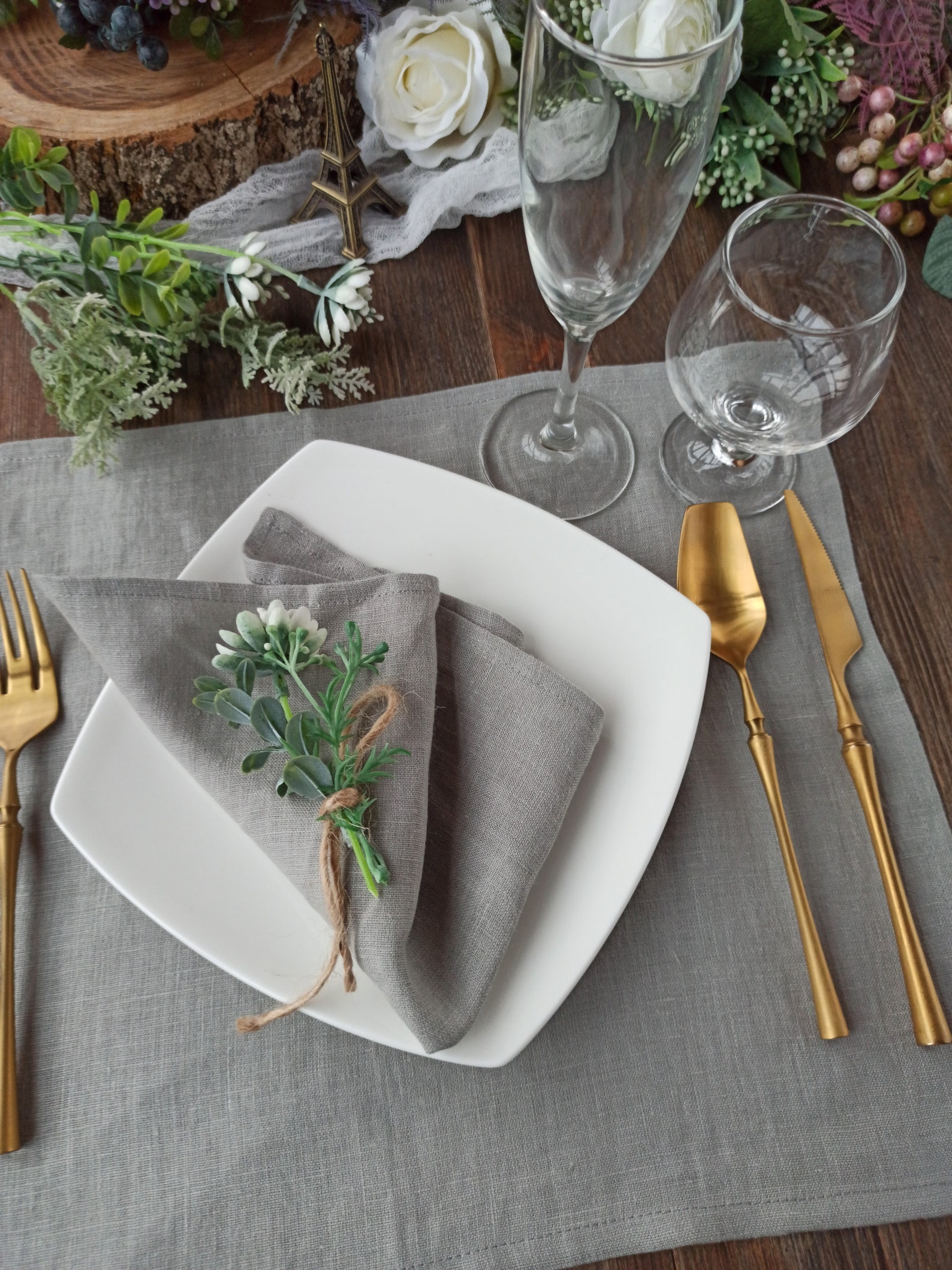 Light Gray Linen Placemats Natural Linen Placemats Set Table - Etsy