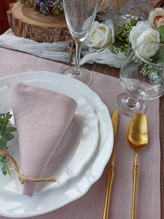 Dusty Pink Linen Table Runner Linen Table Topper Kitchen - Etsy