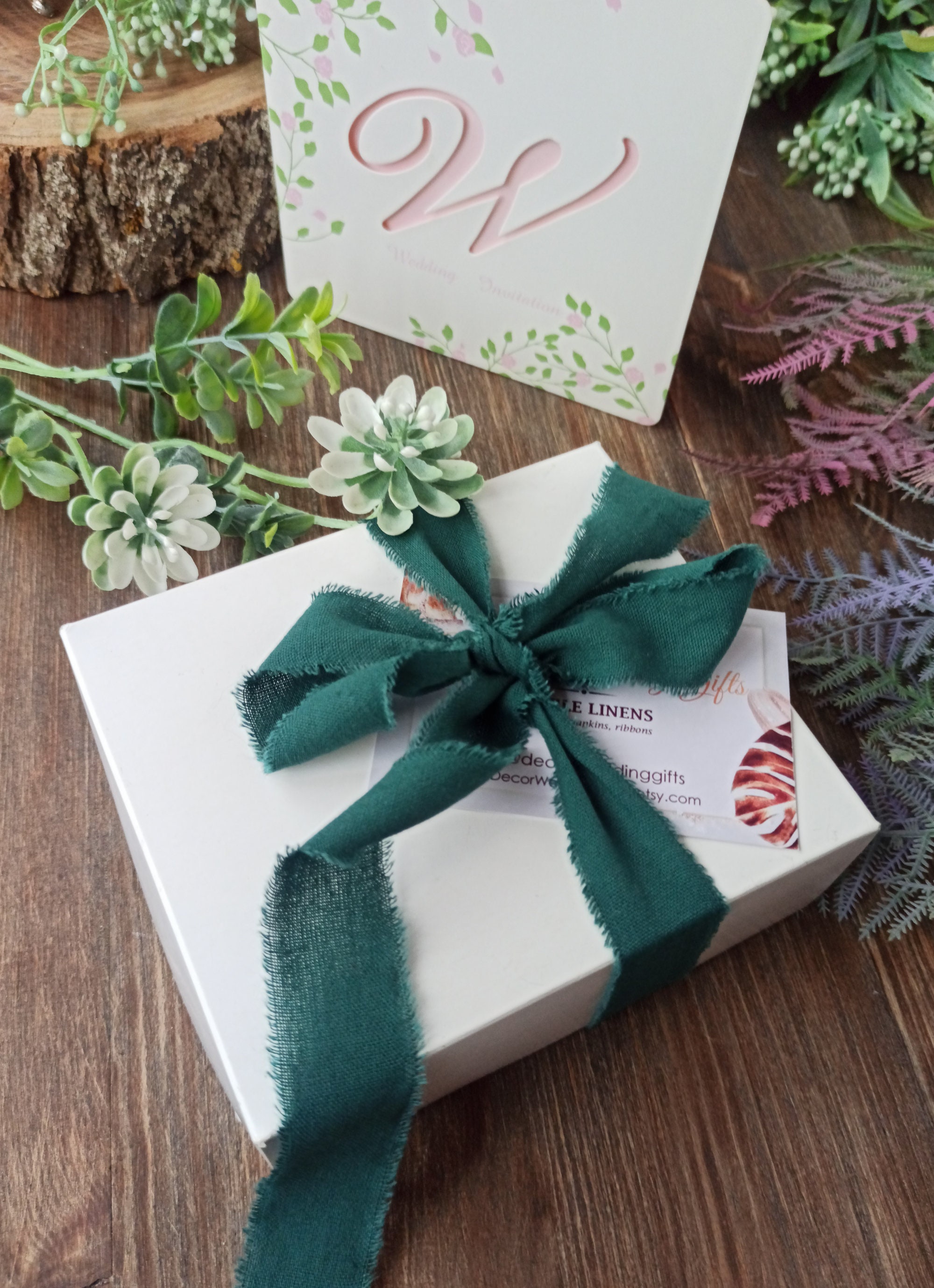 Hunter Cotton Ribbon, Wedding Ribbon Invitation, Dark Green Ribbon ...