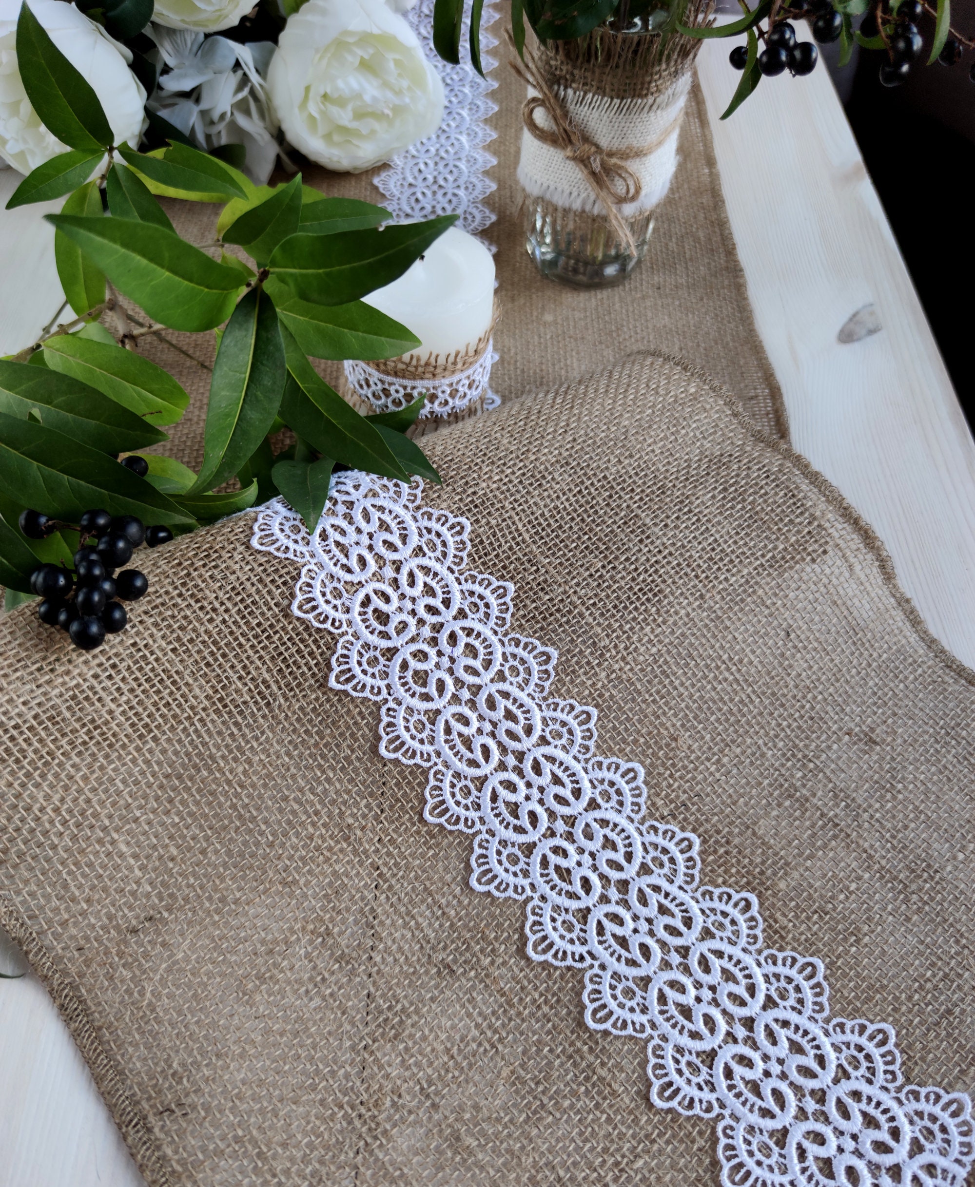 Jute Table Runner Table Runner Burlap With Lace Holiday | Etsy