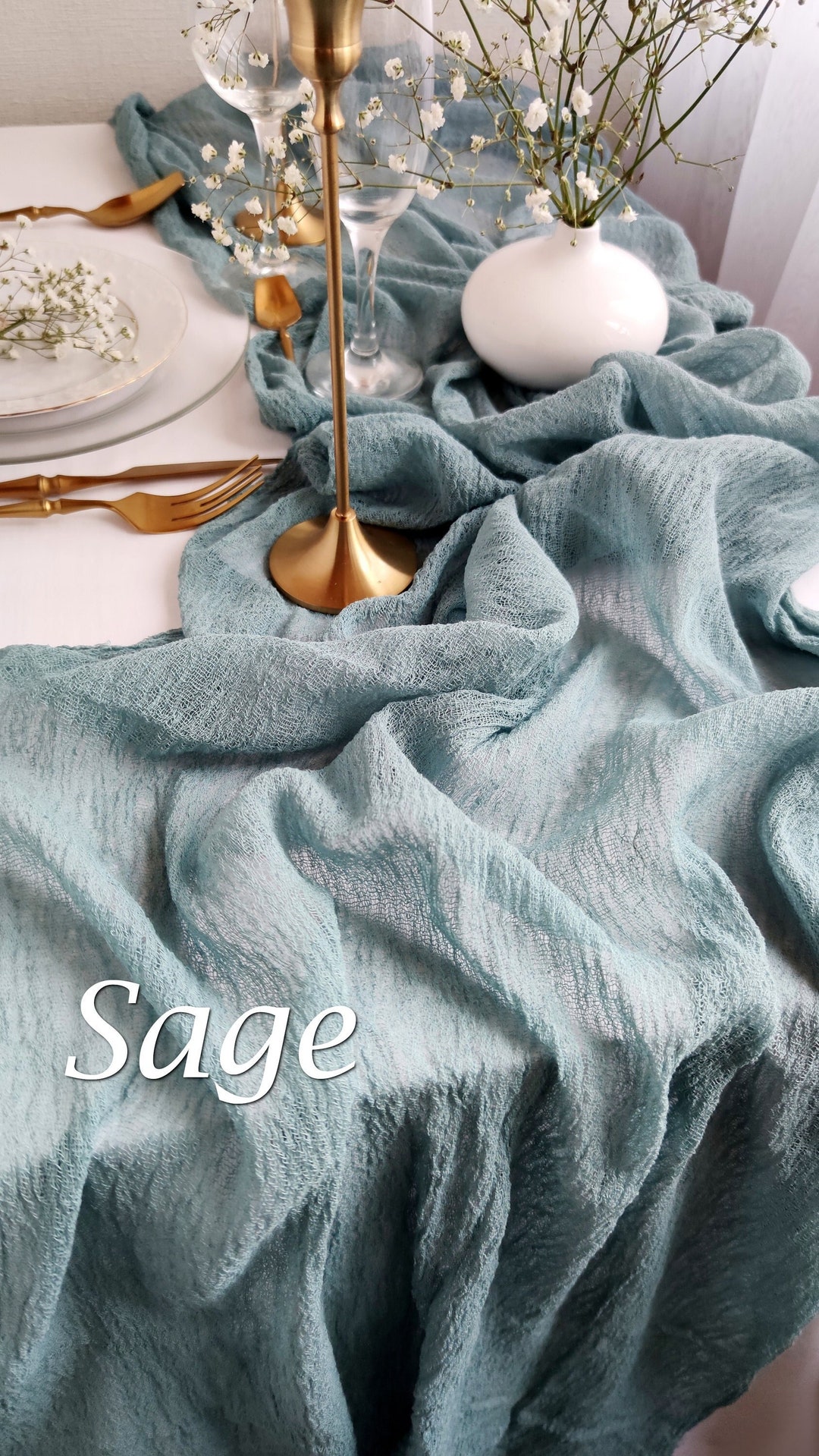 Sage Gauze Table Runner for Rustic Wedding Decor, Cheesecloth Aisle ...