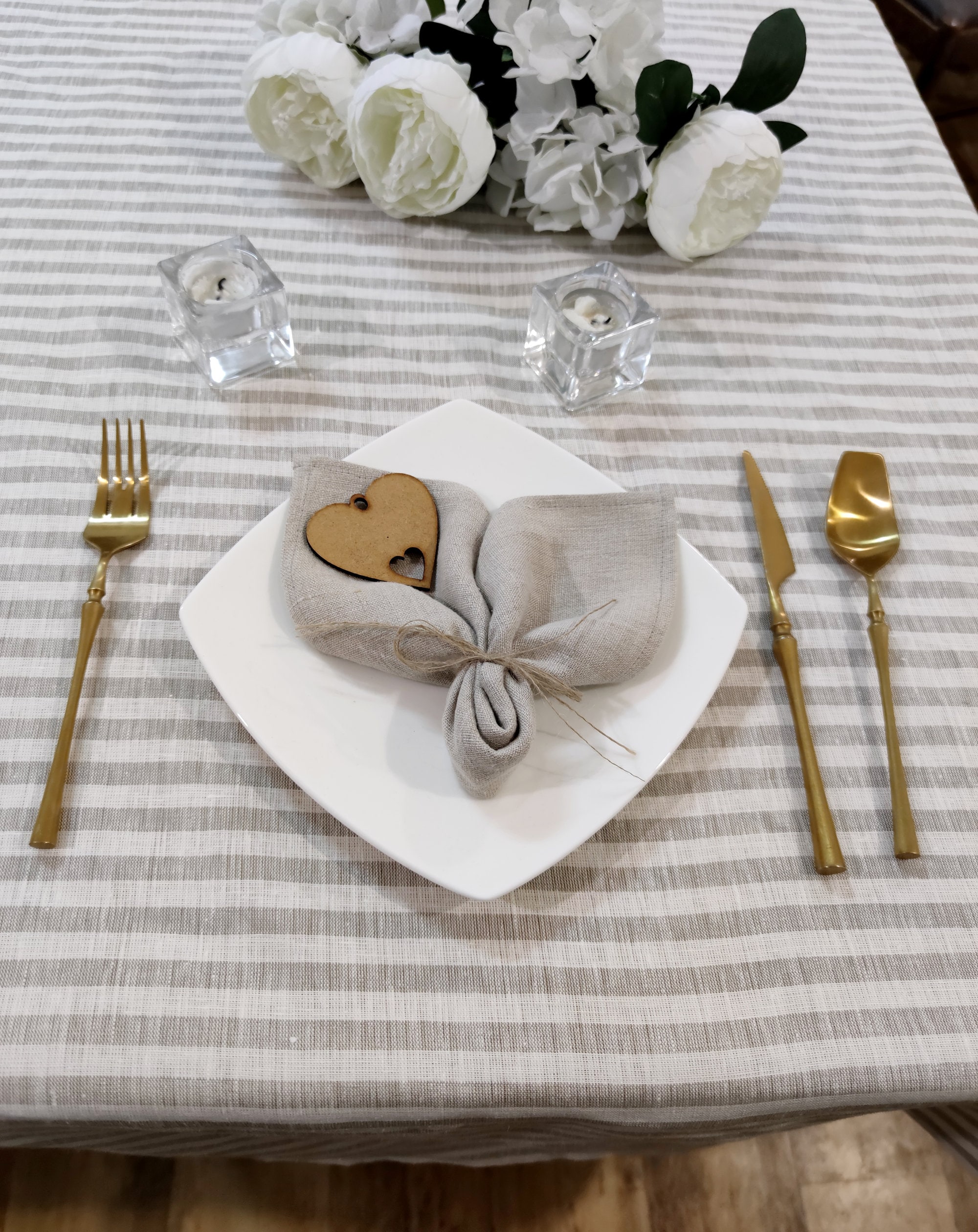 Tablecloth striped Tablecloth linen rectangle 100 % natural | Etsy