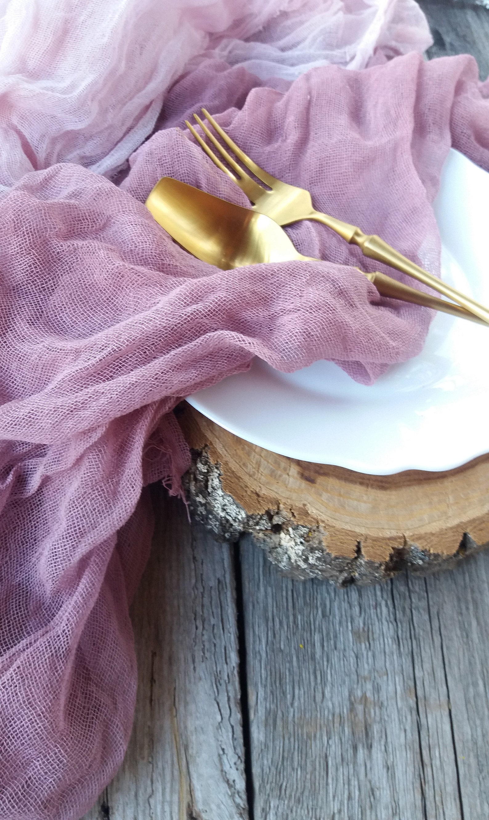 Wedding Dusty Mauve Table Runner Decor, Cheese Cloth Table Runner ...