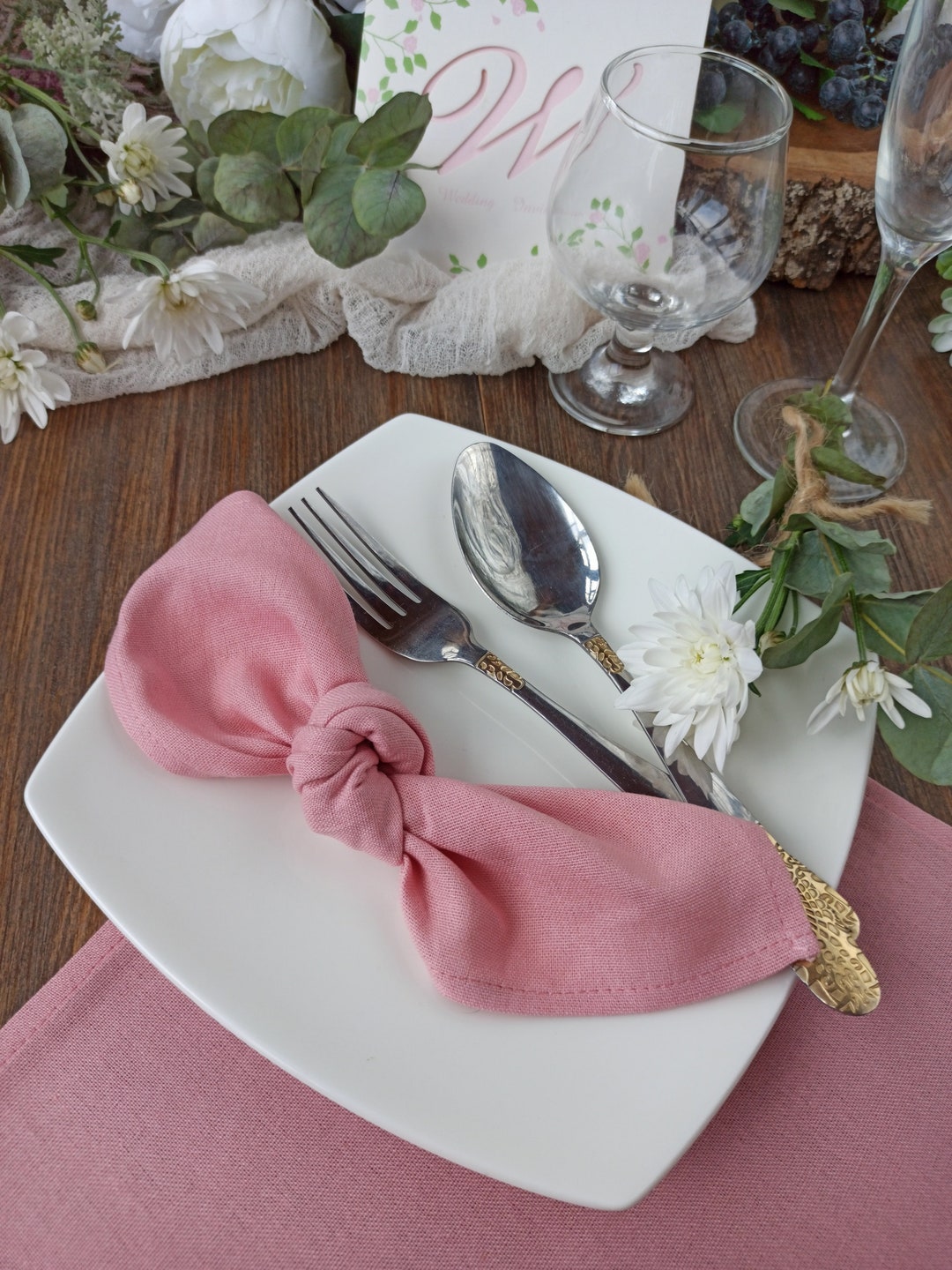 Blush Pink Napkins, Linen Viscose Napkins Bulk, Wedding Table Decor ... Blush Pink Napkins, Linen Viscose Napkins Bulk, Wedding Table Decor ...