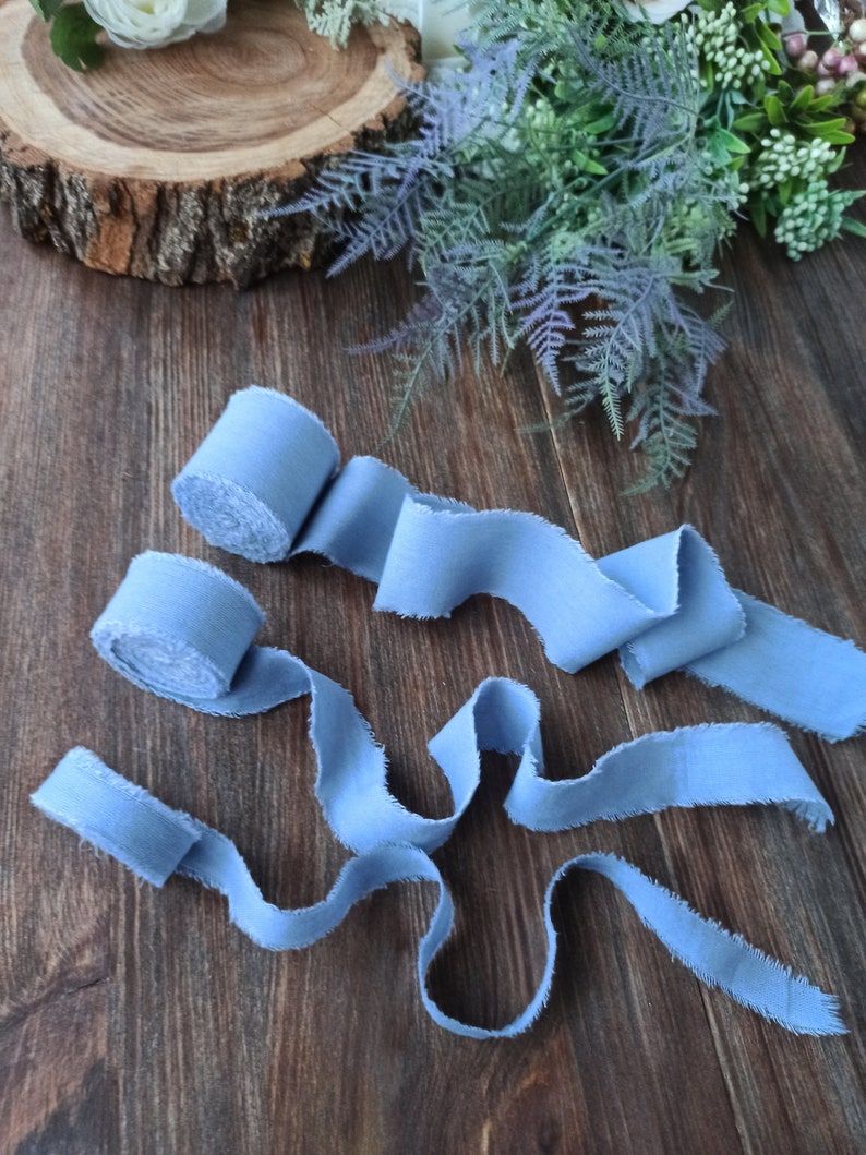 Wedding Ribbon Invitation, Dusty Blue Soft Cotton Ribbon, Ribbon for ...