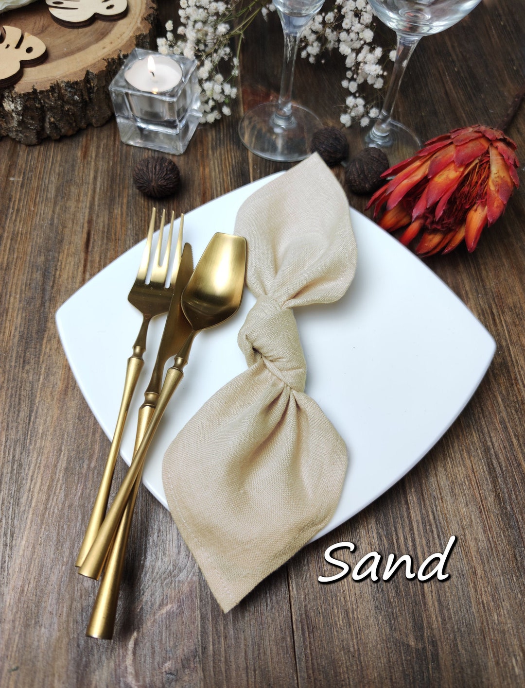 Sand Linen Napkins - Rustic Wedding Table Decor, Cloth Dinner Napkins ...