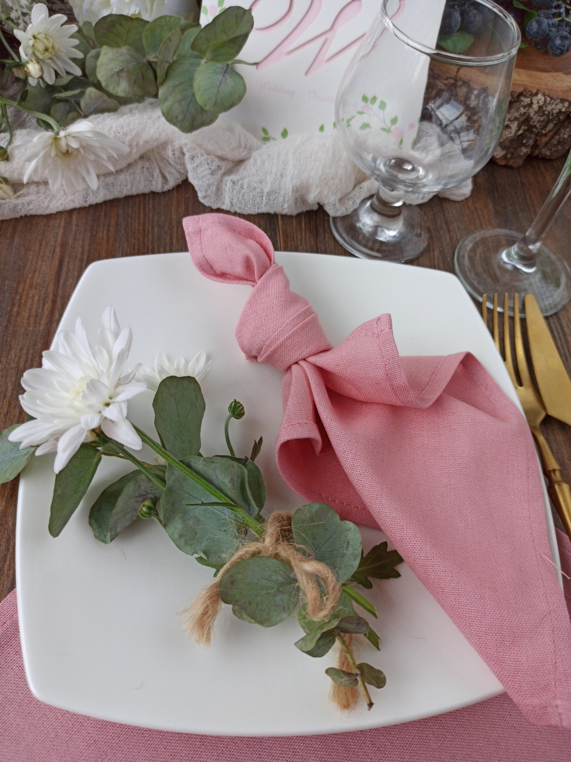 Blush pink napkins Linen viscose napkins bulk Wedding table | Etsy Blush pink napkins Linen viscose napkins bulk Wedding table | Etsy