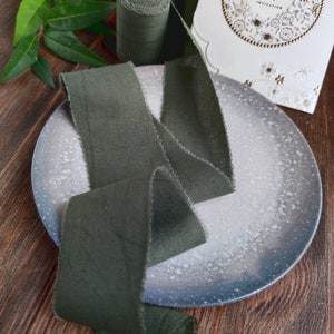 Olive Green Cotton Ribbon, Wedding Ribbon Invitation, Hand Dyed Ribbon ...