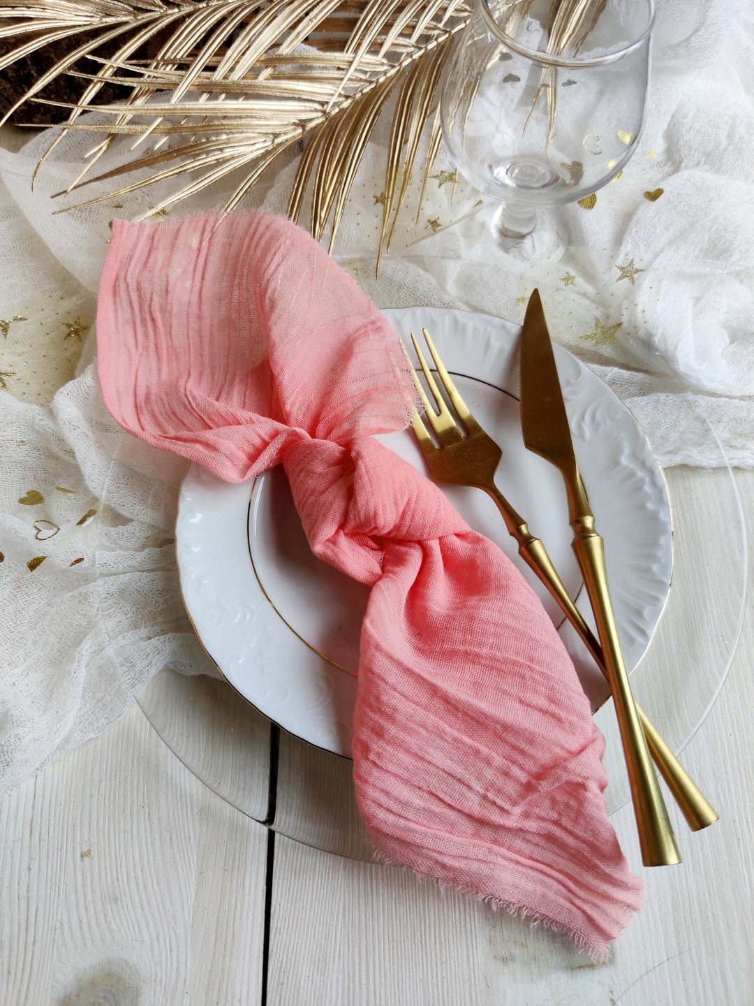 Cloth Dinner Napkins Wedding Table Decor, Coral Napkins Bulk, Rustic ...