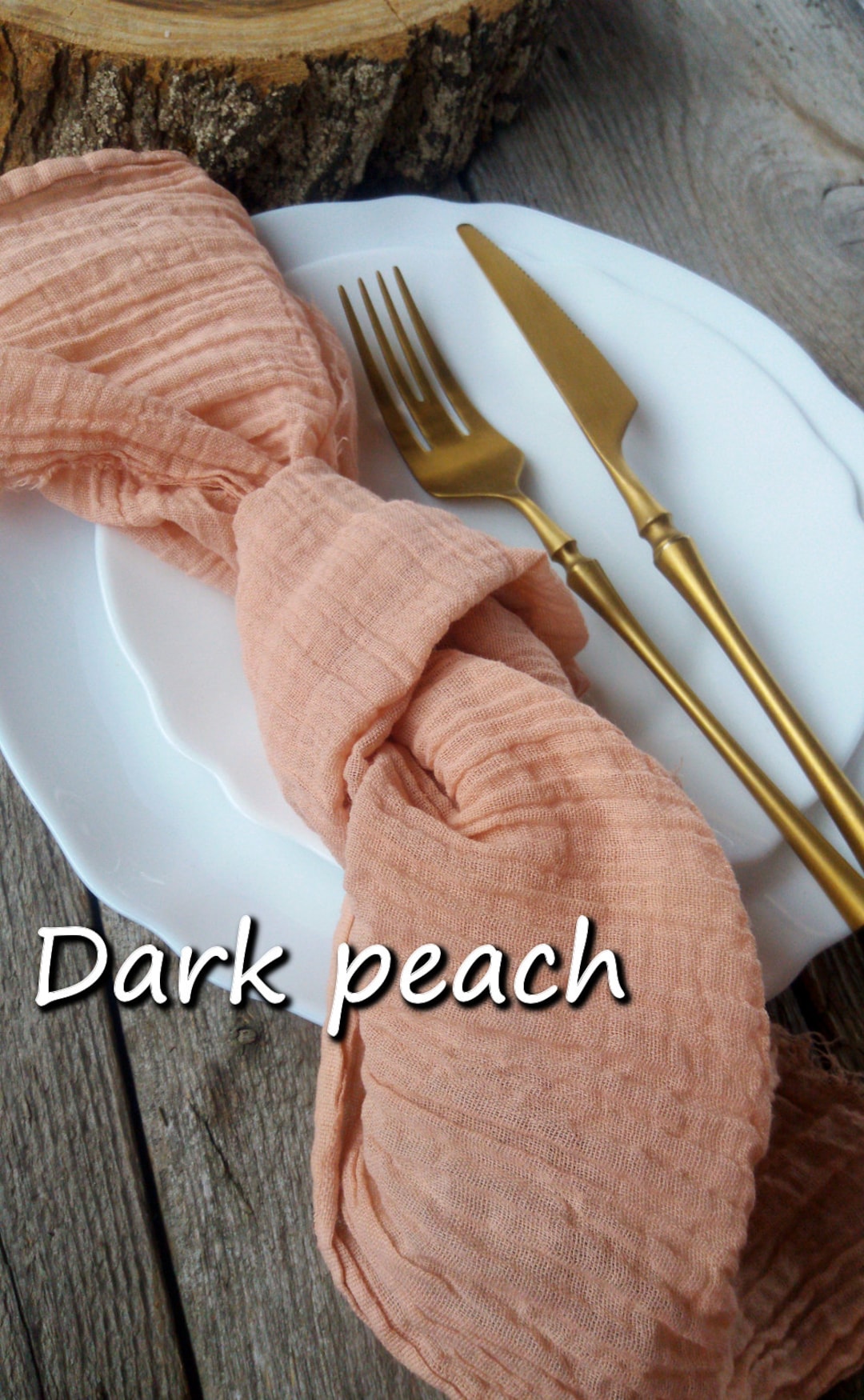 Rustic Wedding Napkins, Dark Peach Cotton Gauze Napkins, Boho Party ...