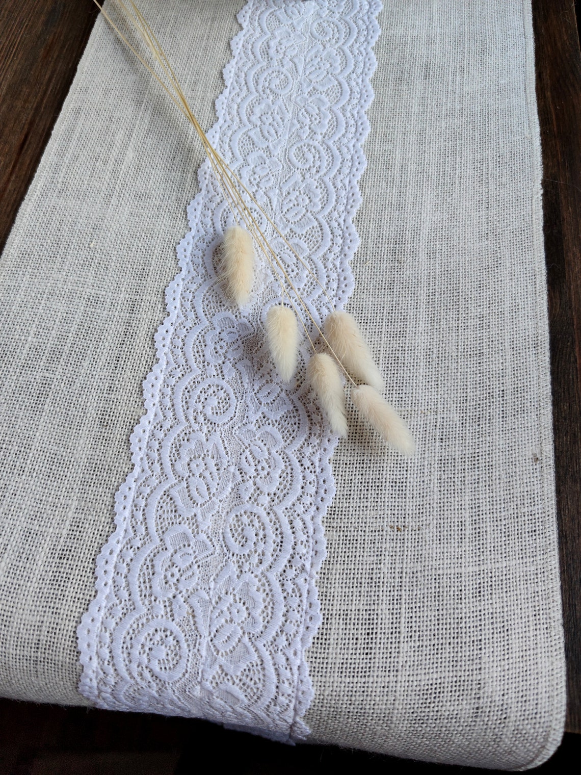 Burlap Table Runner Farmhouse, Ivory Burlap Table Runner With White ...