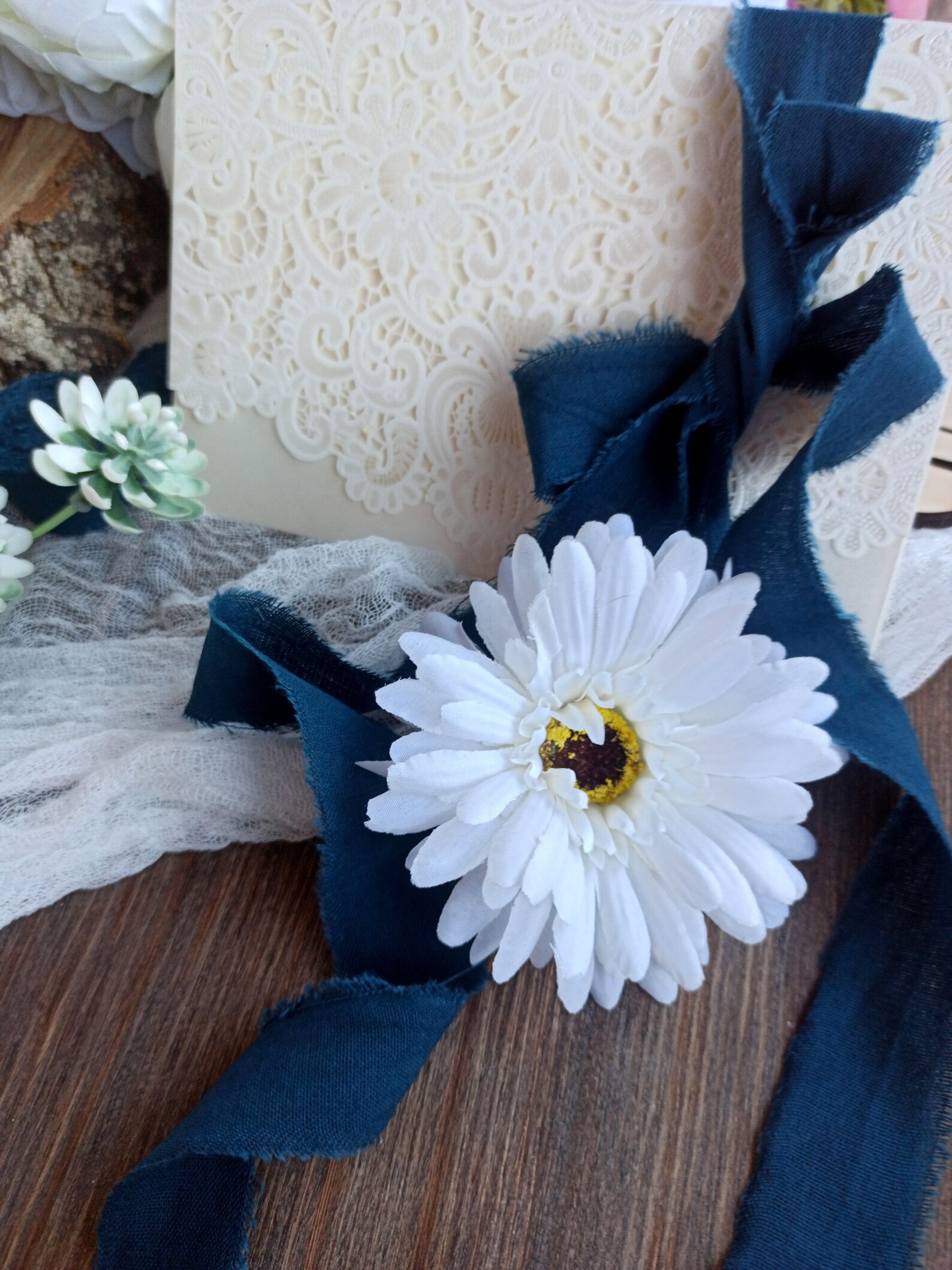 Wedding Ribbon Invitation, Navy Blue Cotton Ribbon, Ribbon for Bouquet ...