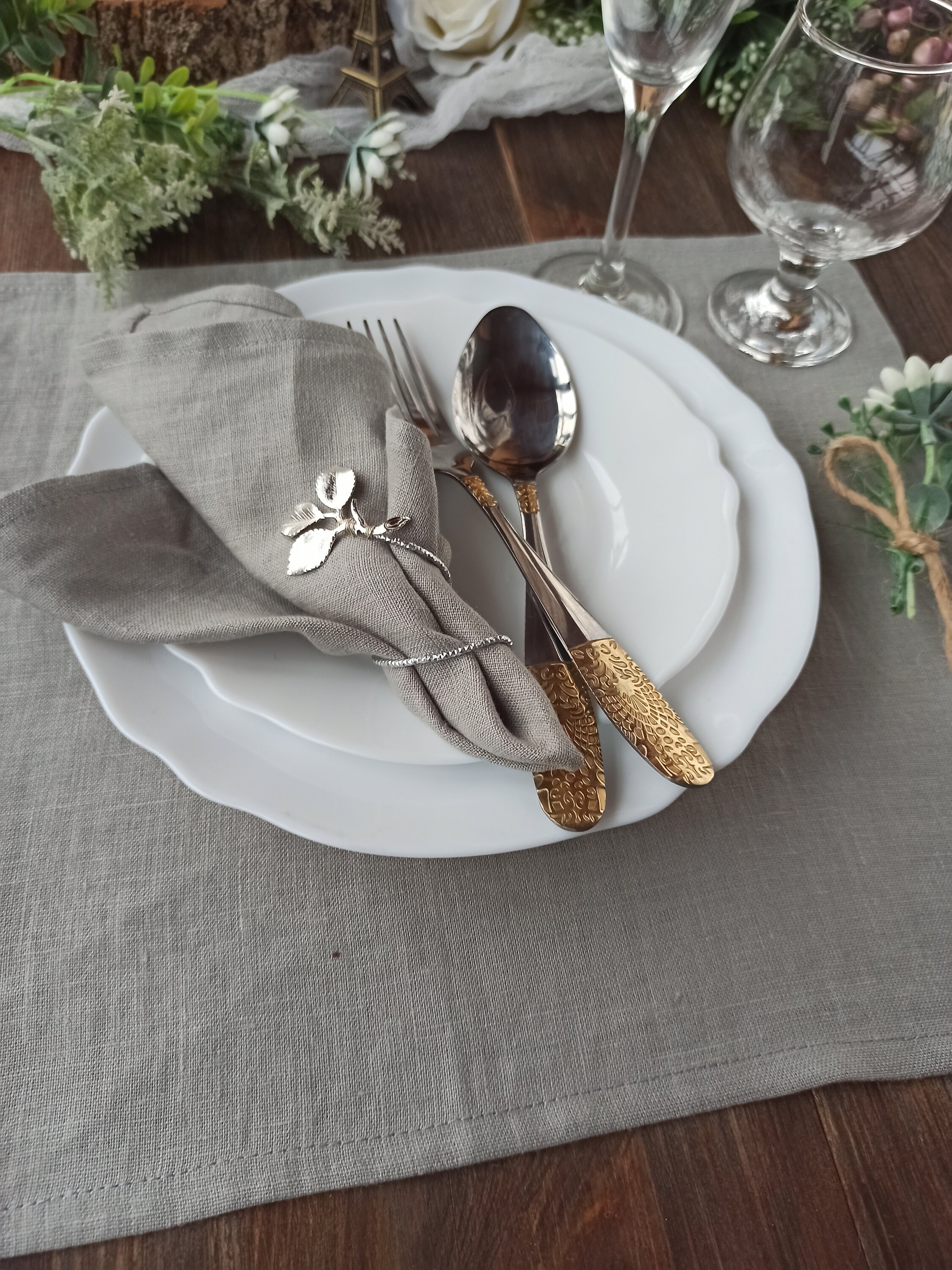 Light Gray Linen Placemats Natural Linen Placemats Set Table | Etsy