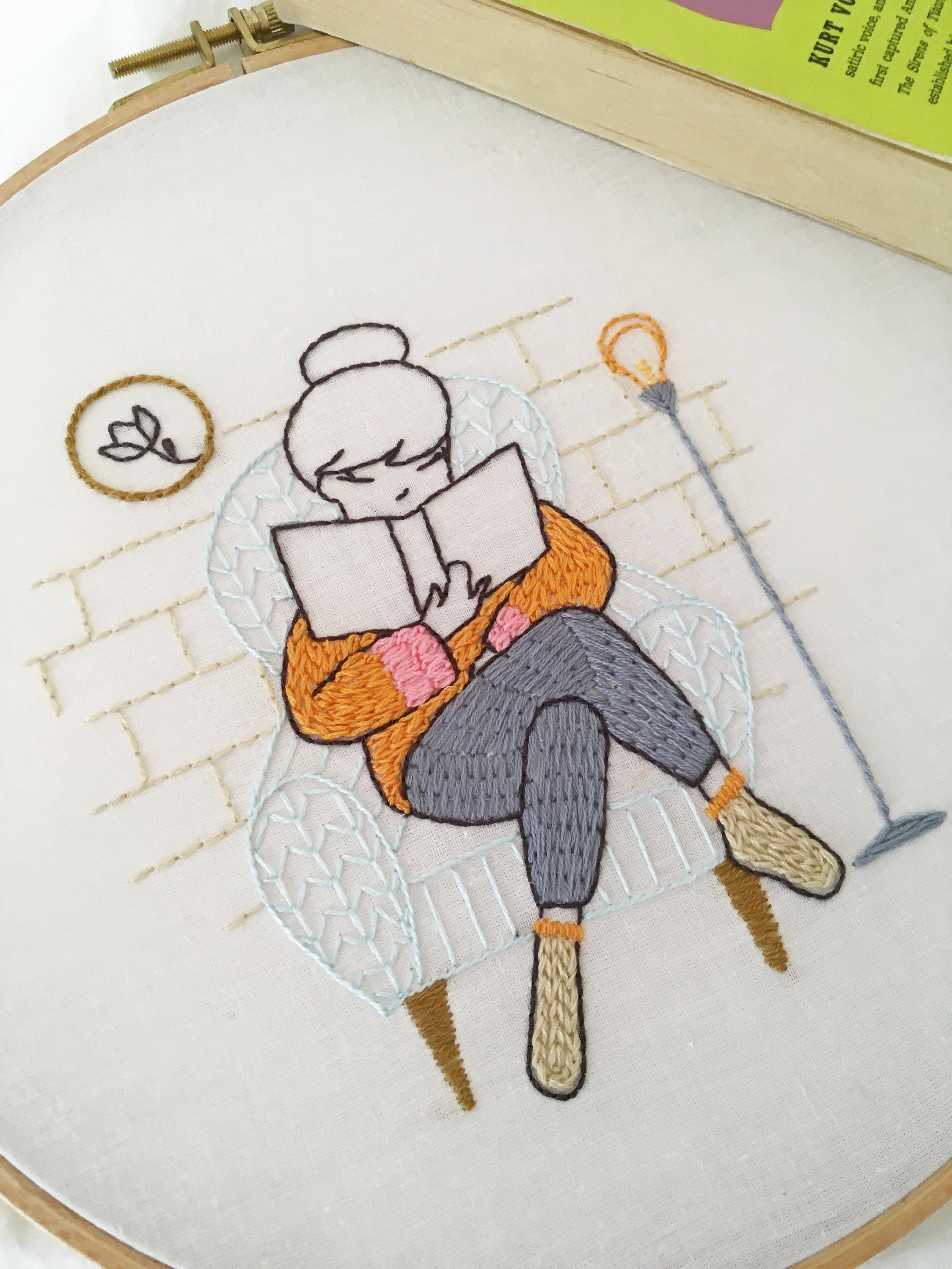 PDF Pattern Books Lover Modern Hand Embroidery Pattern - Etsy
