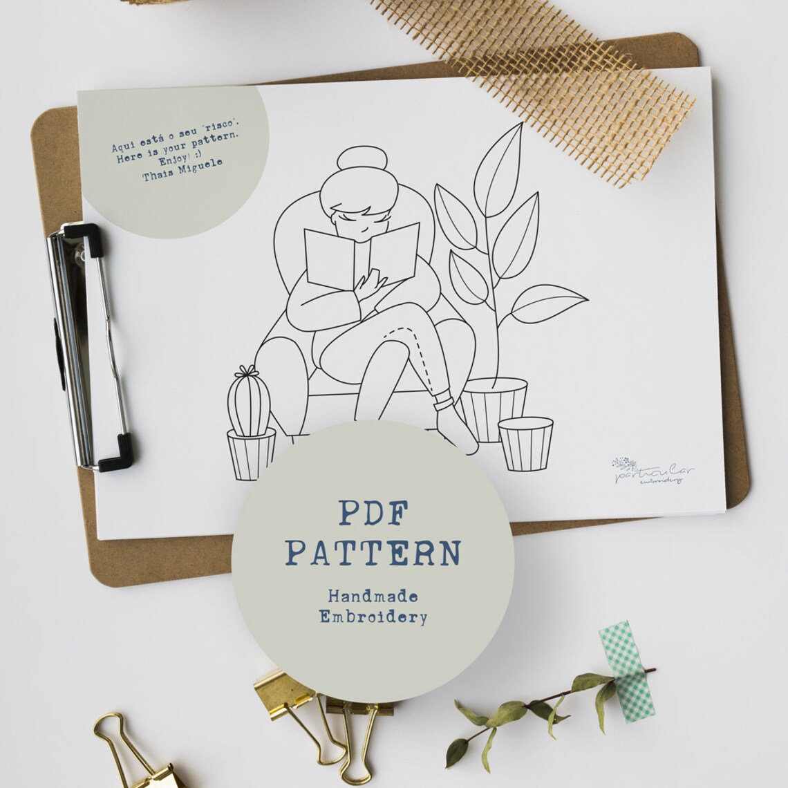 PDF Pattern Books and Plants Hand Embroidery Pattern PDF - Etsy