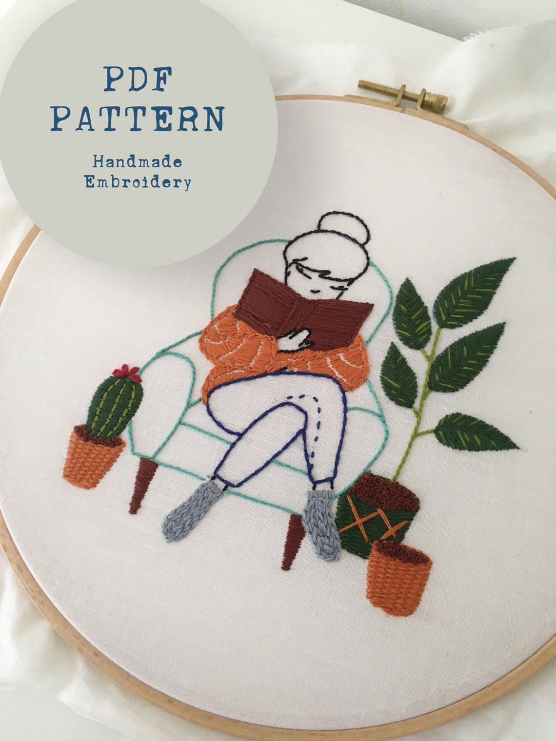 PDF Pattern Books and Plants Hand Embroidery Pattern PDF - Etsy