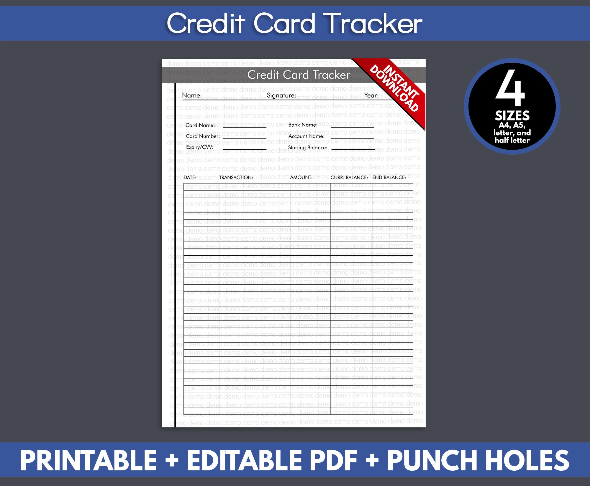 Credit Card Tracking Template