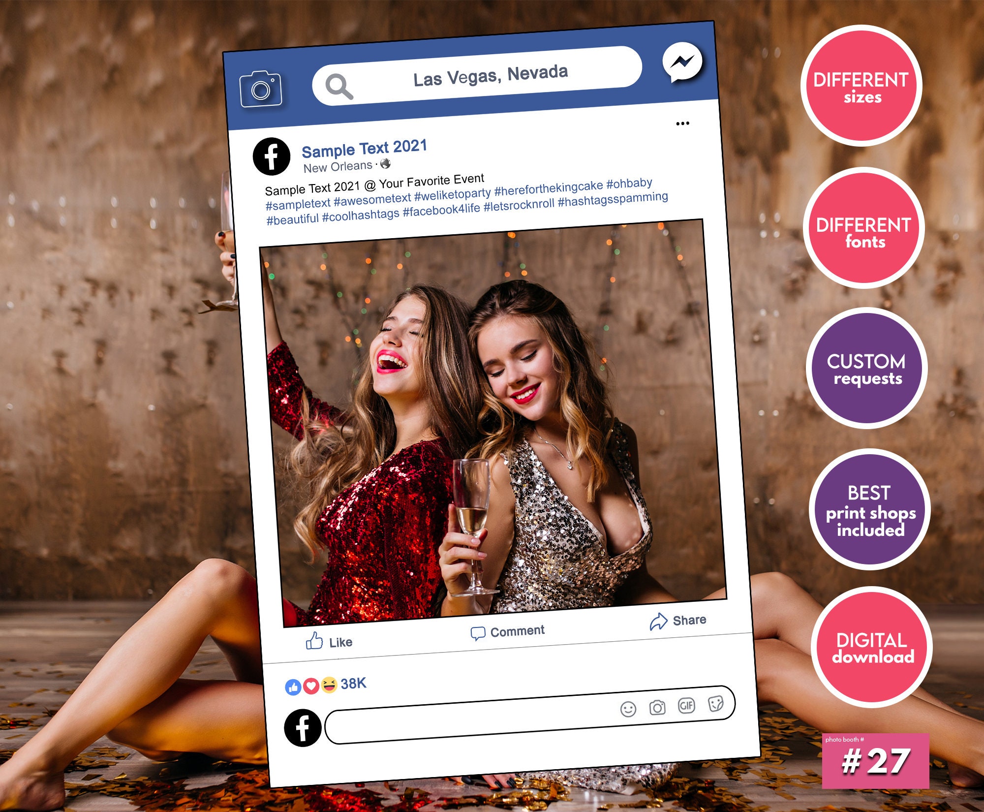 Personalized Digital Facebook Photo Booth Frame Prop - Etsy UK