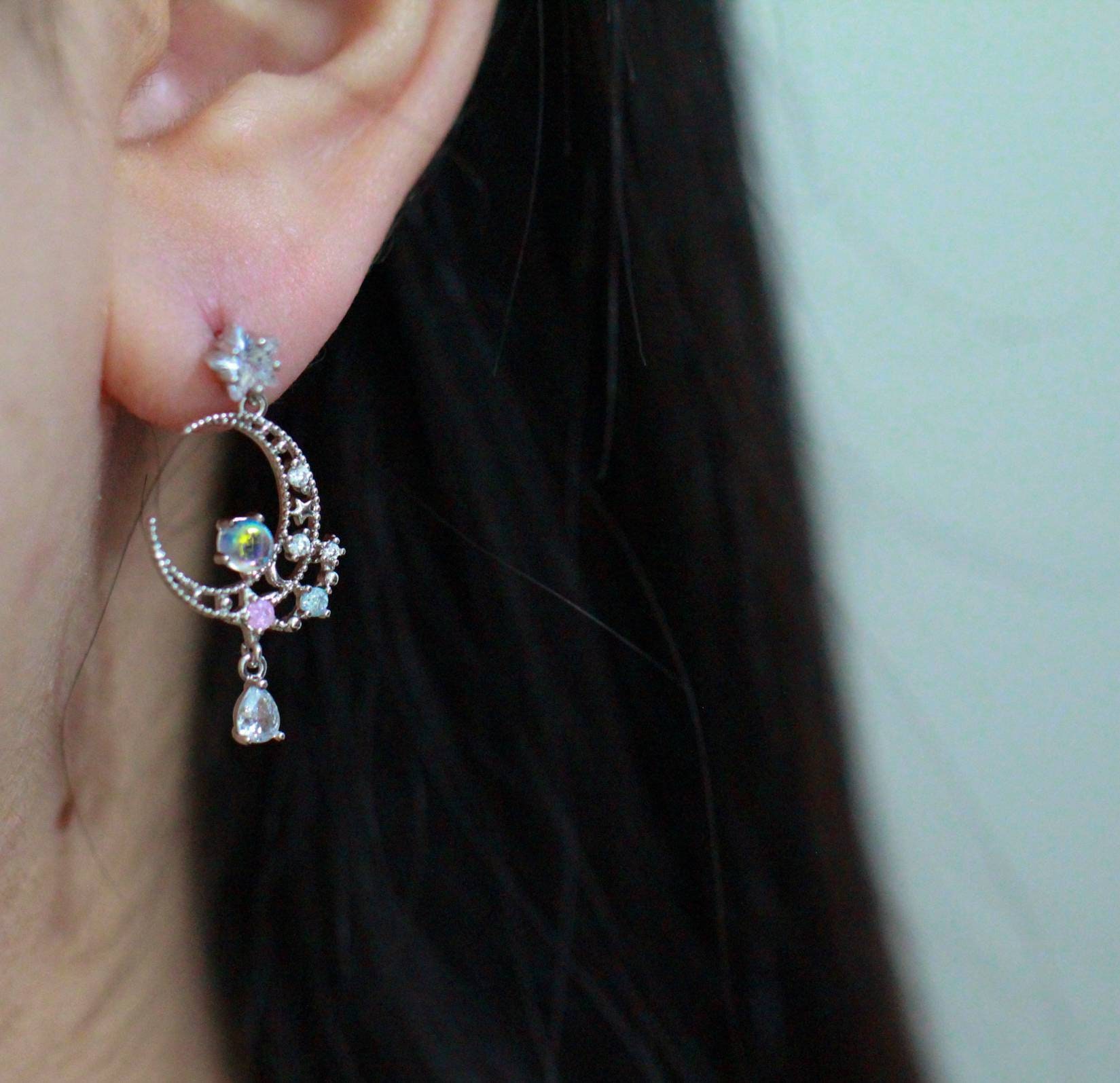 Crescent Moon Drop Earrings Moon Earrings Drop Earrings - Etsy