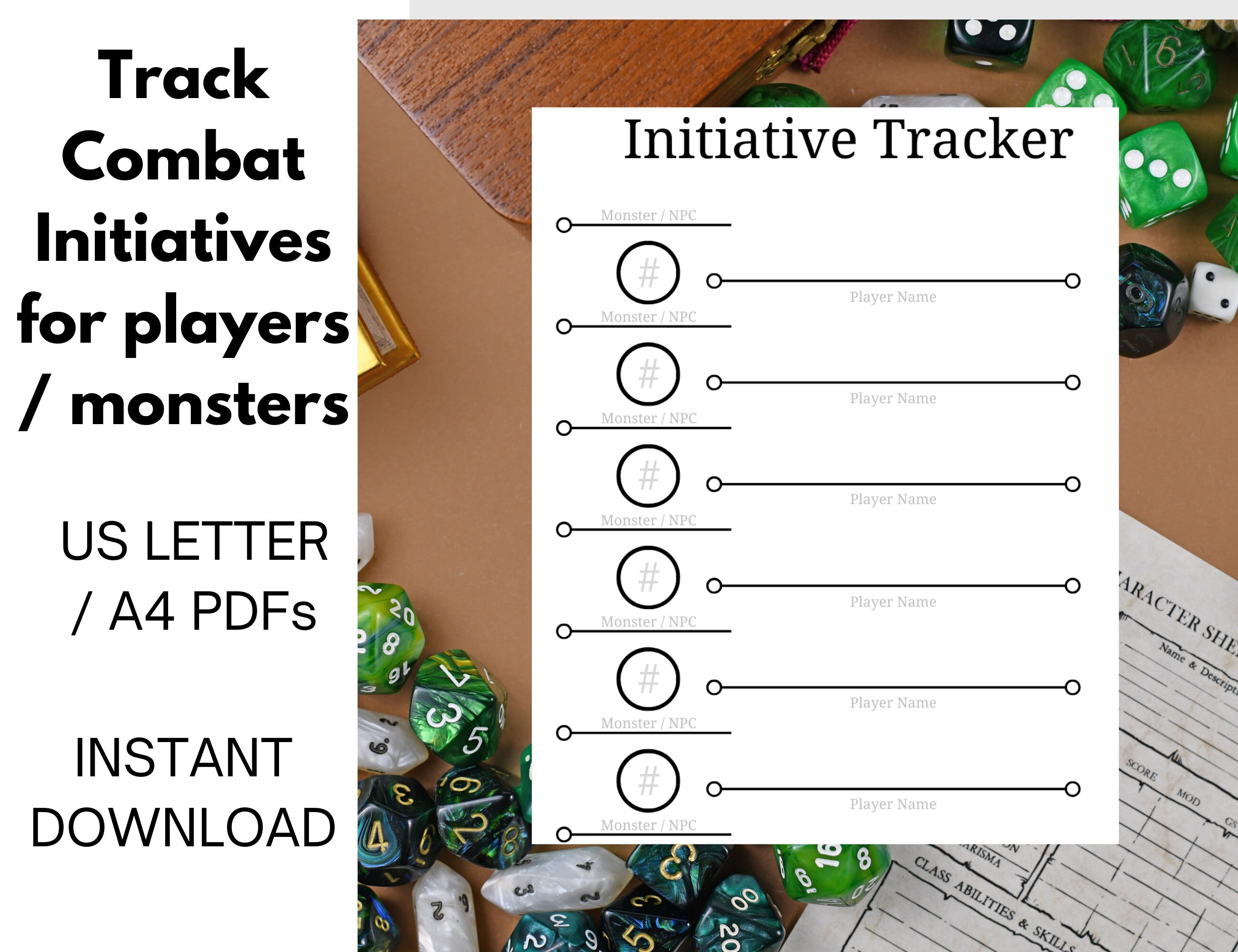 D&D 5e Minimalist Initiative Tracker That Can Be Laminated and Reused ...