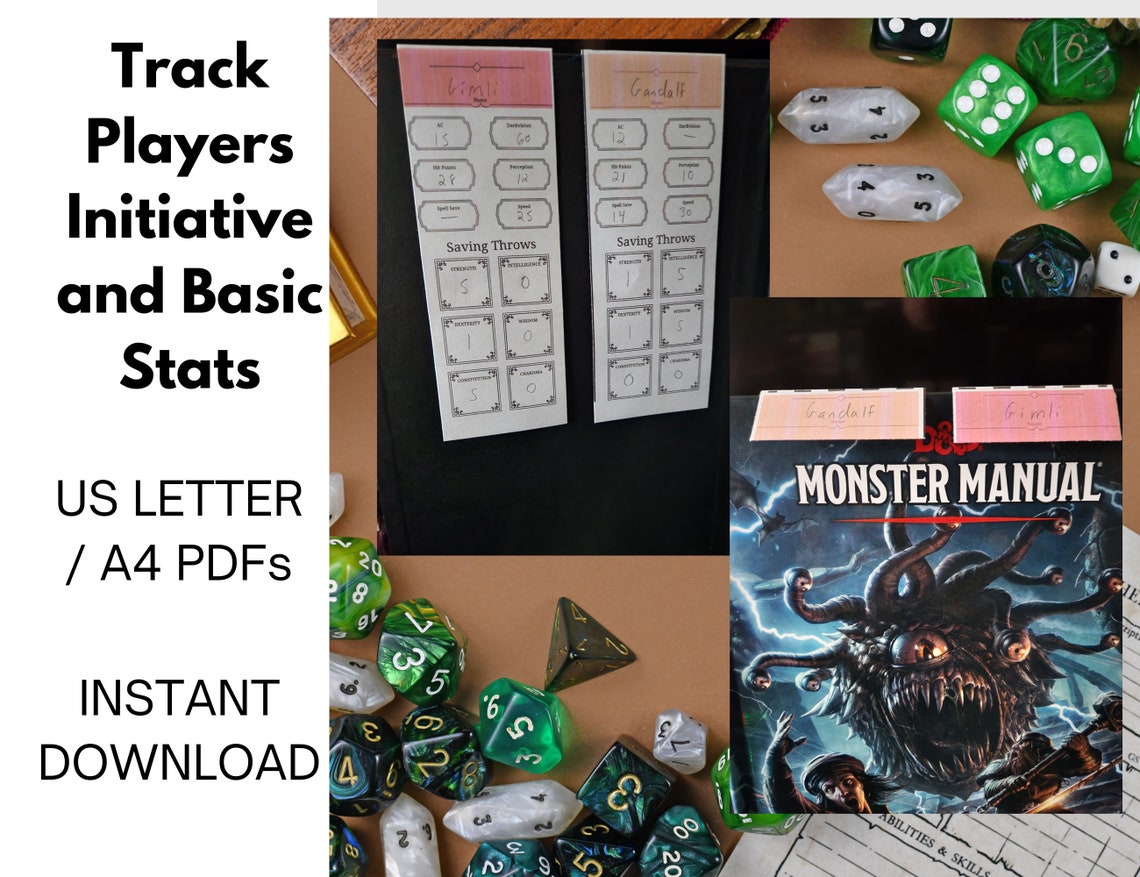 D&D 5e Initiative Tracker DM Screen Hanger to Track Character Stats ...