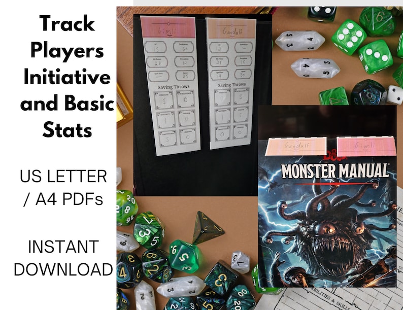 D&D 5e Initiative Tracker DM Screen Hanger to Track Character Stats ...