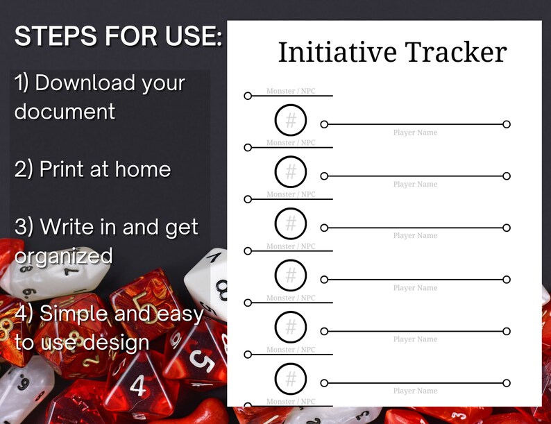 D&D 5e Minimalist Initiative Tracker That Can Be Laminated and Reused ...