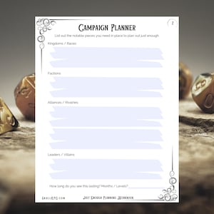 Dungeon Master Campaign Planner to Plan Your Entire TTRPG With - Etsy