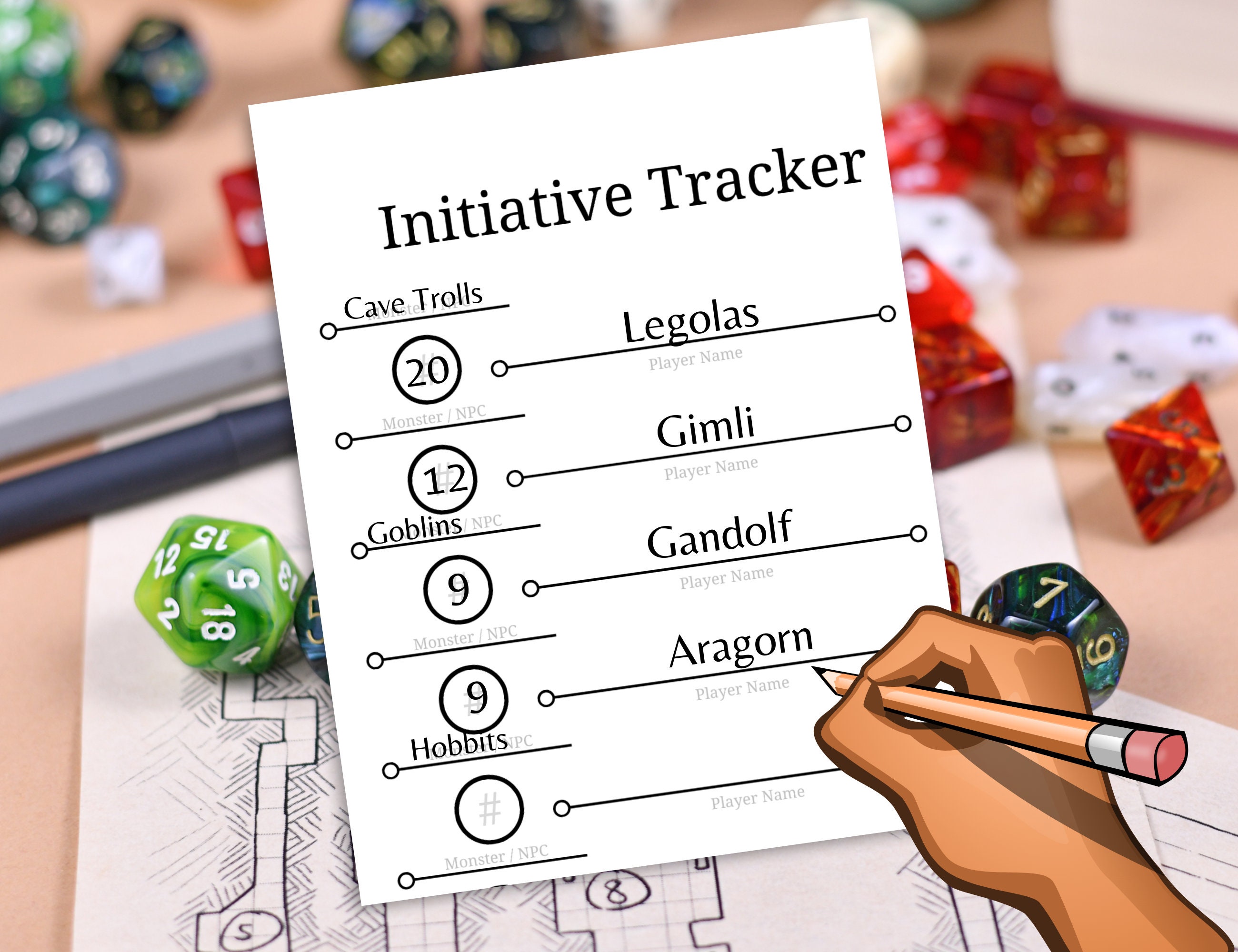 D&D 5e Minimalist Initiative Tracker That Can Be Laminated and Reused ...