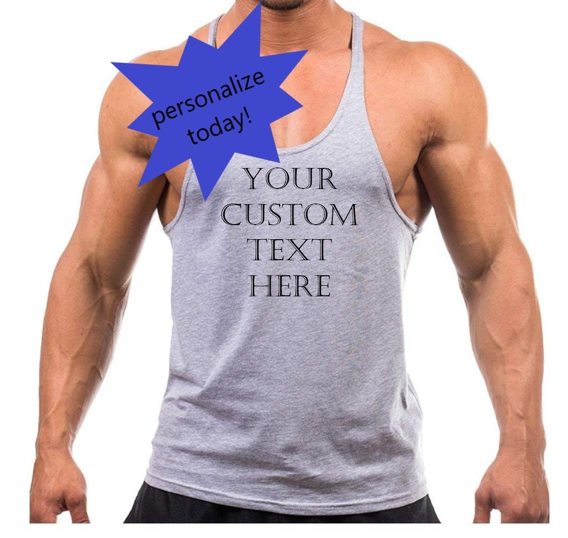 CUSTOM Men's Y-back Muscle Workout Fitness Bodybuilding Tank Top ...
