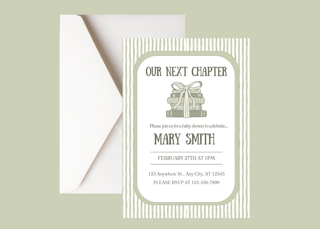 Our Next Chapter - Baby Shower Invitation - Editable Canva PRO Template ...