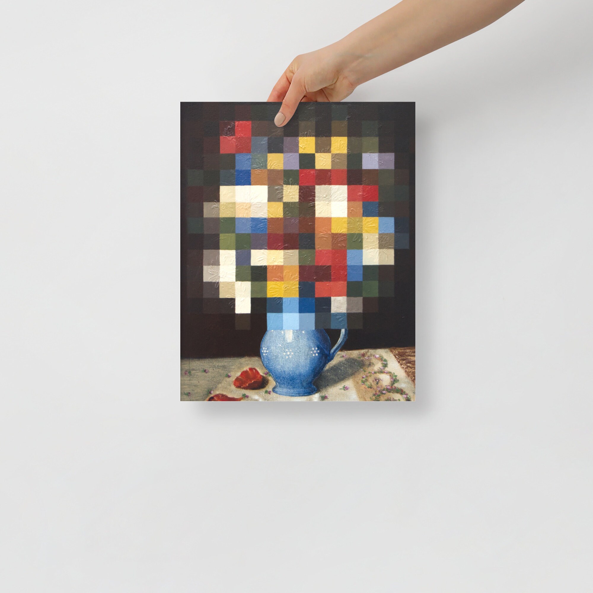Bouquet III Vintage Painting Poster Print Pixelart Flowers Minecraft - Etsy