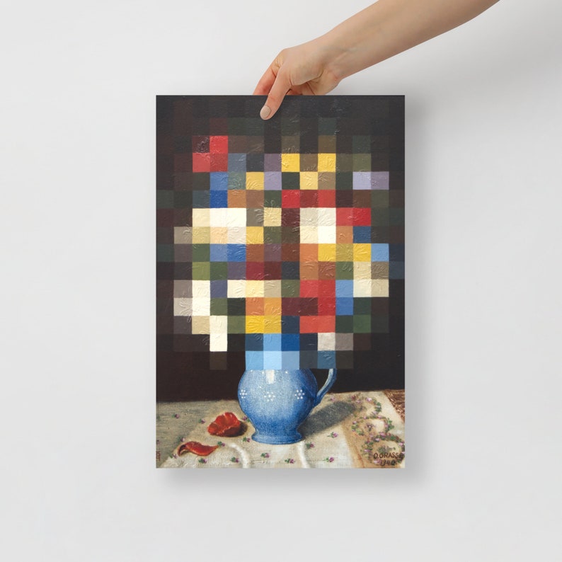 Bouquet III Vintage Painting Poster Print Pixelart Flowers Minecraft - Etsy