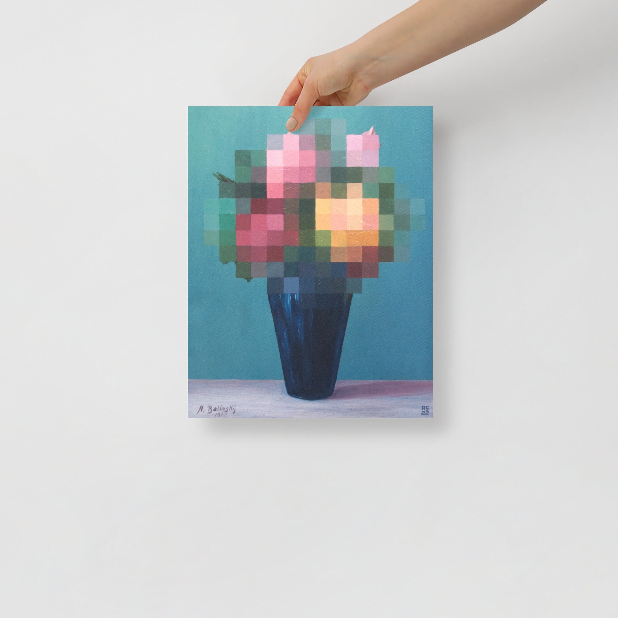 Bouquet I Vintage Painting Poster Print Pixelart Flowers Minecraft - Etsy